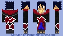 Sasuke Uchiha with Akatsuki Cloak Naruto Shippuden Minecraft Skin