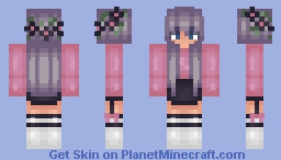 Girl With Purple Hair And a Flower Crown Minecraft Skin