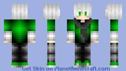 White Hair With Grey Scarf and Green Jumper. Minecraft Skin