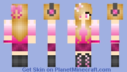 Cute pink gamer girl Minecraft Skin