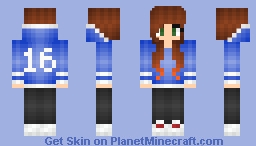 blue baseball hoodie girl (request by YourMomoness123) Minecraft Skin