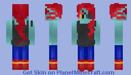 Undyne Without Armour Minecraft Skin