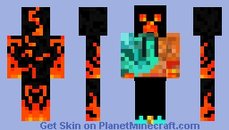 Magma Creeper w/ Water Vs. Fire Coat Minecraft Skin