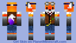 Fire Fox in vest Minecraft Skin