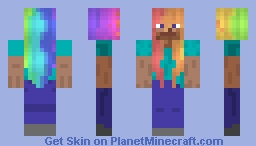 Steve with Rainbow Hair Minecraft Skin