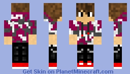 Supreme x Minecraft - Maroon, Gray, and White Hoodie Minecraft Skin