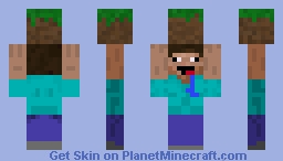 Derpy steve with a block Minecraft Skin