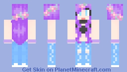 Purple hair with flower crown Minecraft Skin