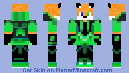 Green gamer Fox. Minecraft Skin