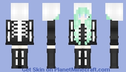 Mint Skeleton Girl Minecraft Skin