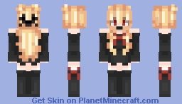 blond girl with red eyes in black clothes??? Minecraft Skin