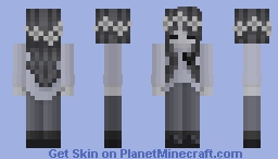 Grayscale Girl with Flowers Minecraft Skin