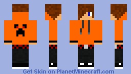 Boy in Orange Hoodie Minecraft Skin