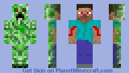 Half human half creeper bloody Minecraft Skin