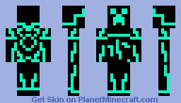 Cyber Creeper Cyan Minecraft Skin