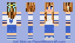 Girl, light brown hair, blue bow Minecraft Skin