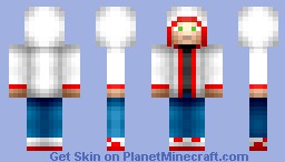 White and Red Hood Guy Minecraft Skin