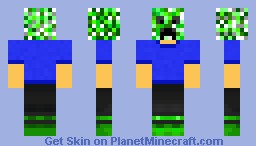 Boy wearing a creeper helmet Minecraft Skin
