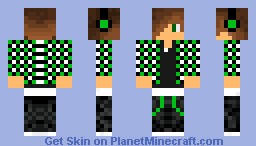 Skater in green with headphone Minecraft Skin