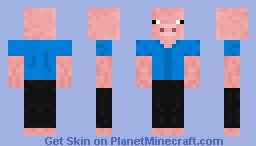 Pig With Blue T-Shirt Minecraft Skin