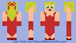 Blond Girl in Red Dress Minecraft Skin