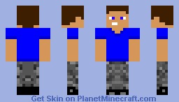 Steve With Blue Shirt Minecraft Skin