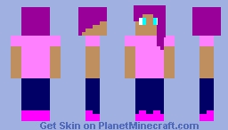 Magenta Hair Girl Minecraft Skin