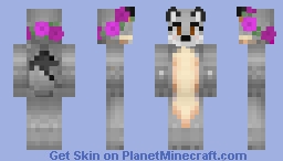 Gray Fox With Flowers Minecraft Skin