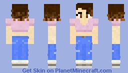 High waisted ripped jeans cropped top girl Minecraft Skin