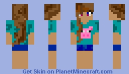 Cute pig shirt girl Minecraft Skin