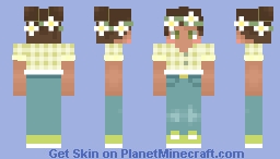 Girl with flower crown and buns Minecraft Skin