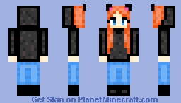 Basic Hoodie and Jeans Cat Girl Minecraft Skin