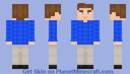 Person with a blue flannel Minecraft Skin