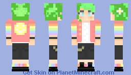 Rainbow Green Hair Minecraft Skin