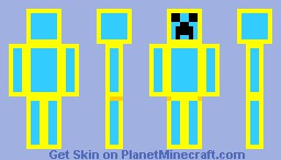 blue and yellow creeper Minecraft Skin