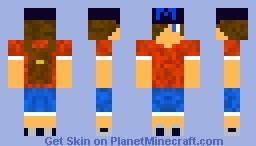School boy with Blue monster hat and backpack Minecraft Skin