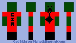 CIA Creeper in a red short sleeved suit and shorts Minecraft Skin