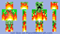 CREEPER ON FIRE!!!!! Minecraft Skin