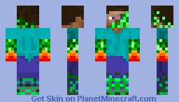 "Creepfied" Steve with fire hands Minecraft Skin