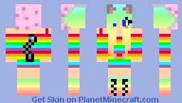 Pastel Rainbow Cat Girl Minecraft Skin