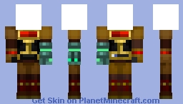 Ellegard’s armor with prismarine gauntlet (Template) Minecraft Skin