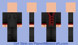 Black suit, red vest with red shirt Minecraft Skin