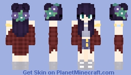girl wearing red flannel and a flower crown Minecraft Skin