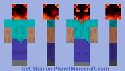 Steve with Fire Head Minecraft Skin