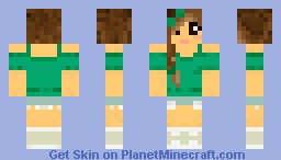 Green off the shoulder shirt braid Minecraft Skin