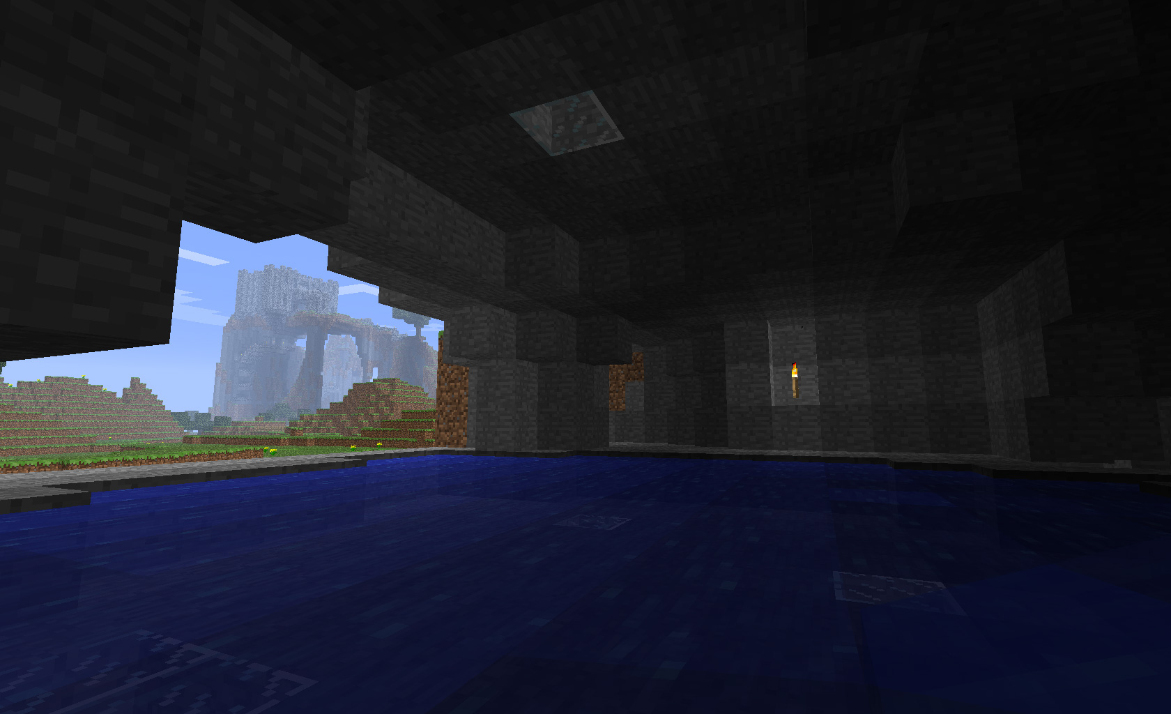 Hot Spring Pool inside a Hill Minecraft Map