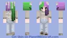 Double hair girl green-pink cat two ponytails Minecraft Skin