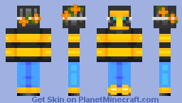 bee sweater alternate version (with mask and flower crown) Minecraft Skin