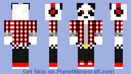 Red Plaid Panda Minecraft Skin