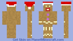 Gingerbread Man with a Santa Hat Minecraft Skin